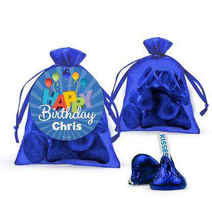 Personalized Happy Birthday Hershey's Kisses Organza Bag with Gift Tag ...