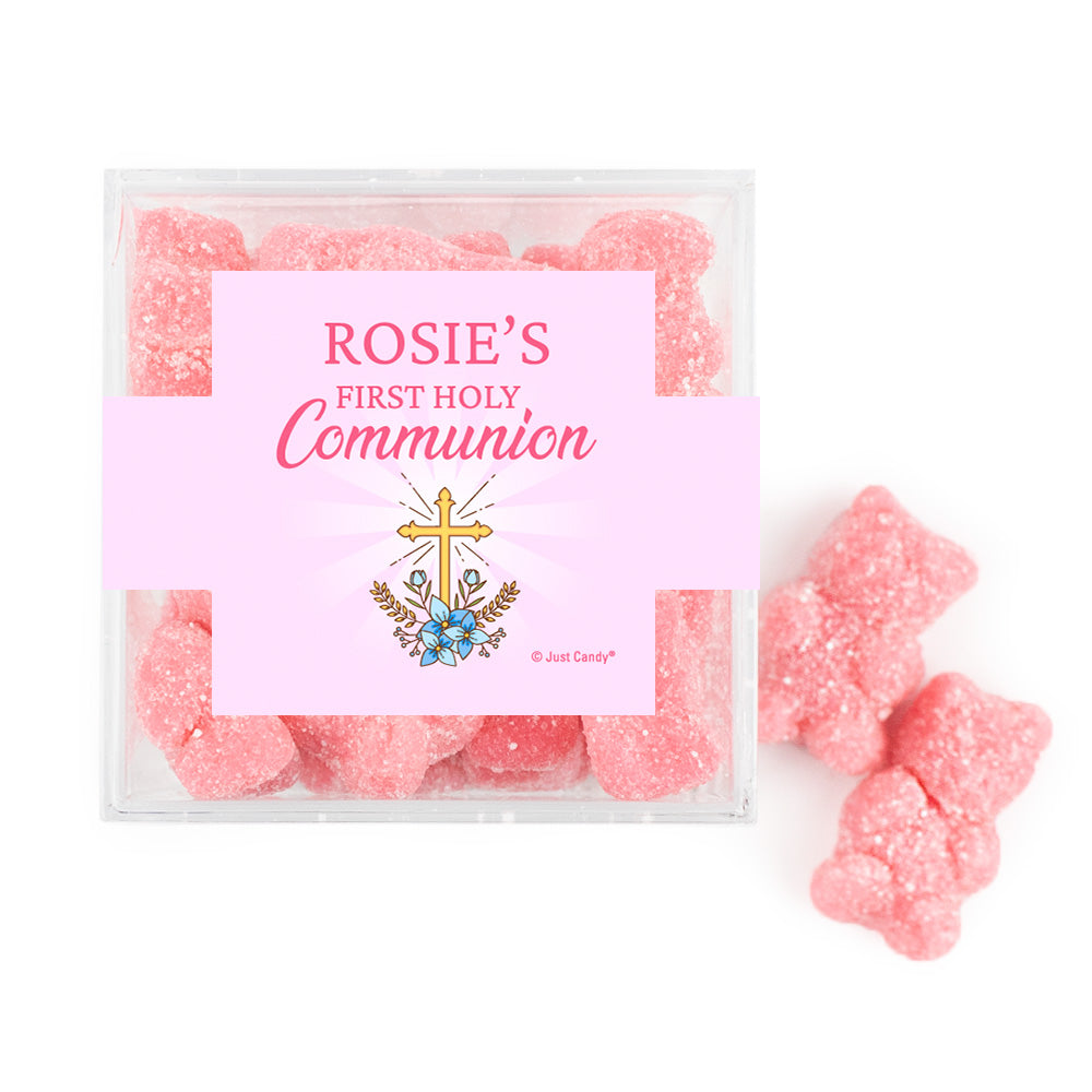 Personalized Girl First Communion Golden Cross Favor Cube with Sanded ...