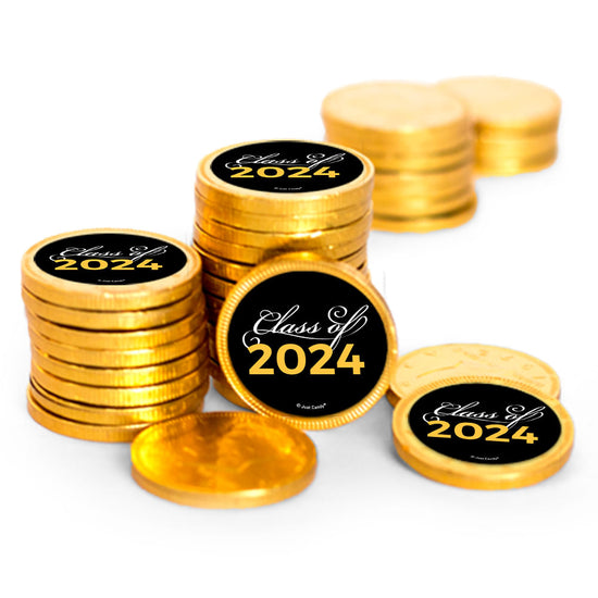 Graduation Script Gold Foil Chocolate Coins with Stickers (84 Pack ...