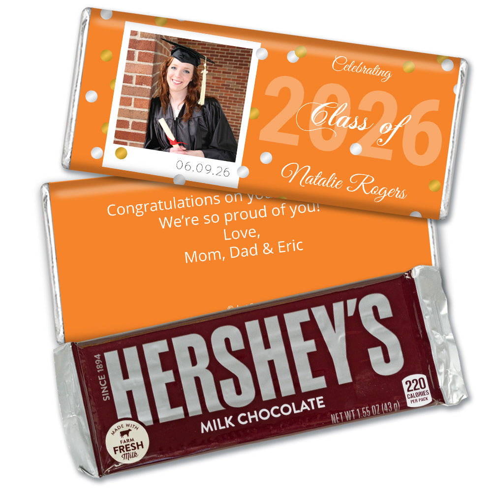 Orange Graduation Personalized Hershey's Milk Chocolate Bar Polaroid P ...