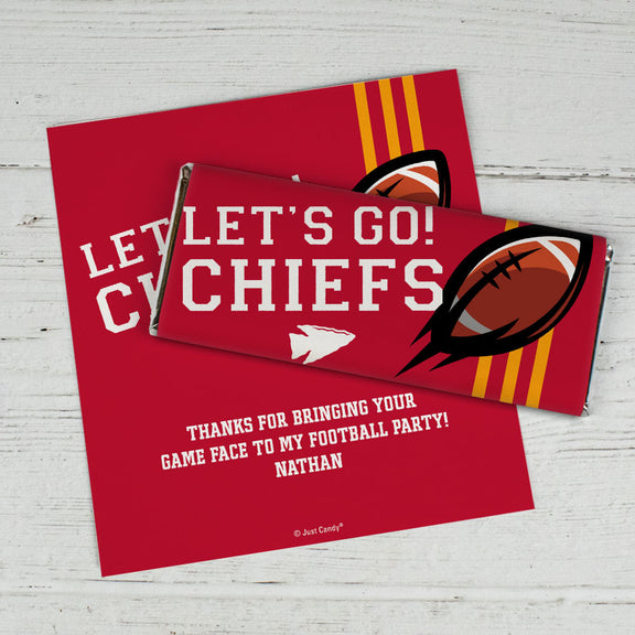 Personalized Chiefs Football Party Chocolate Bar Wrappers Only – Just Candy