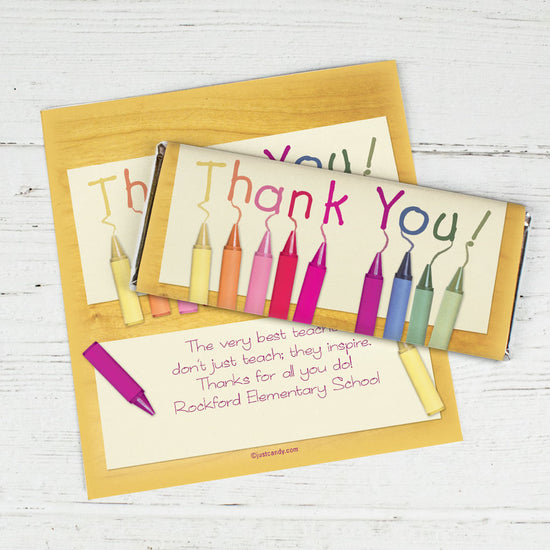 Teacher Appreciation Personalized Chocolate Bar Wrappers Crayon – Just ...